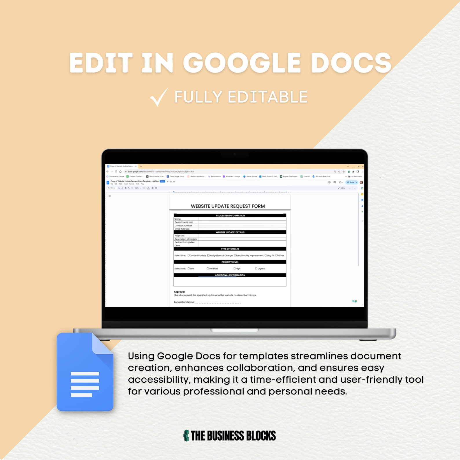 Website Update Request Form Template (google Docs, MS Word) - Etsy