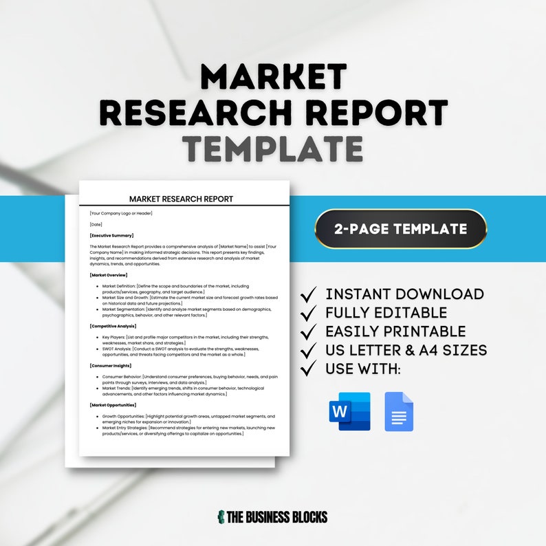 Market Research Report Template: Editable Market Analysis (google Docs ...