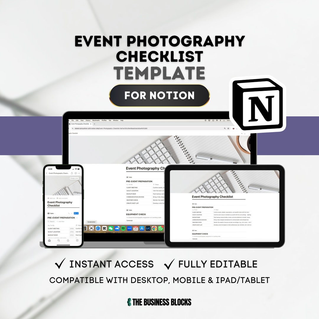 Notion Event Photography Checklist Template: Event Planning Guide - Etsy