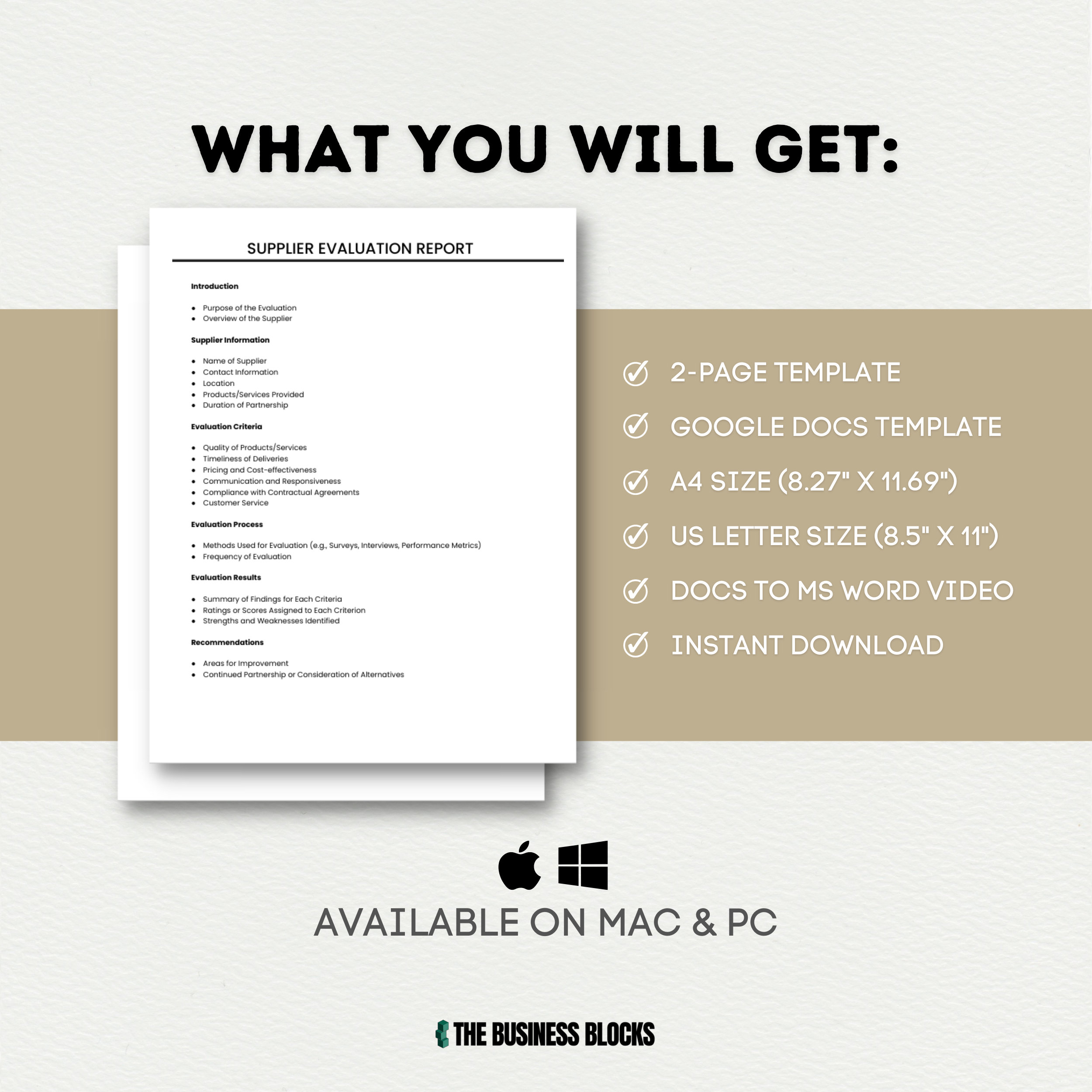 Supplier Evaluation Report Template: Vendor Assessment (google Docs, MS ...