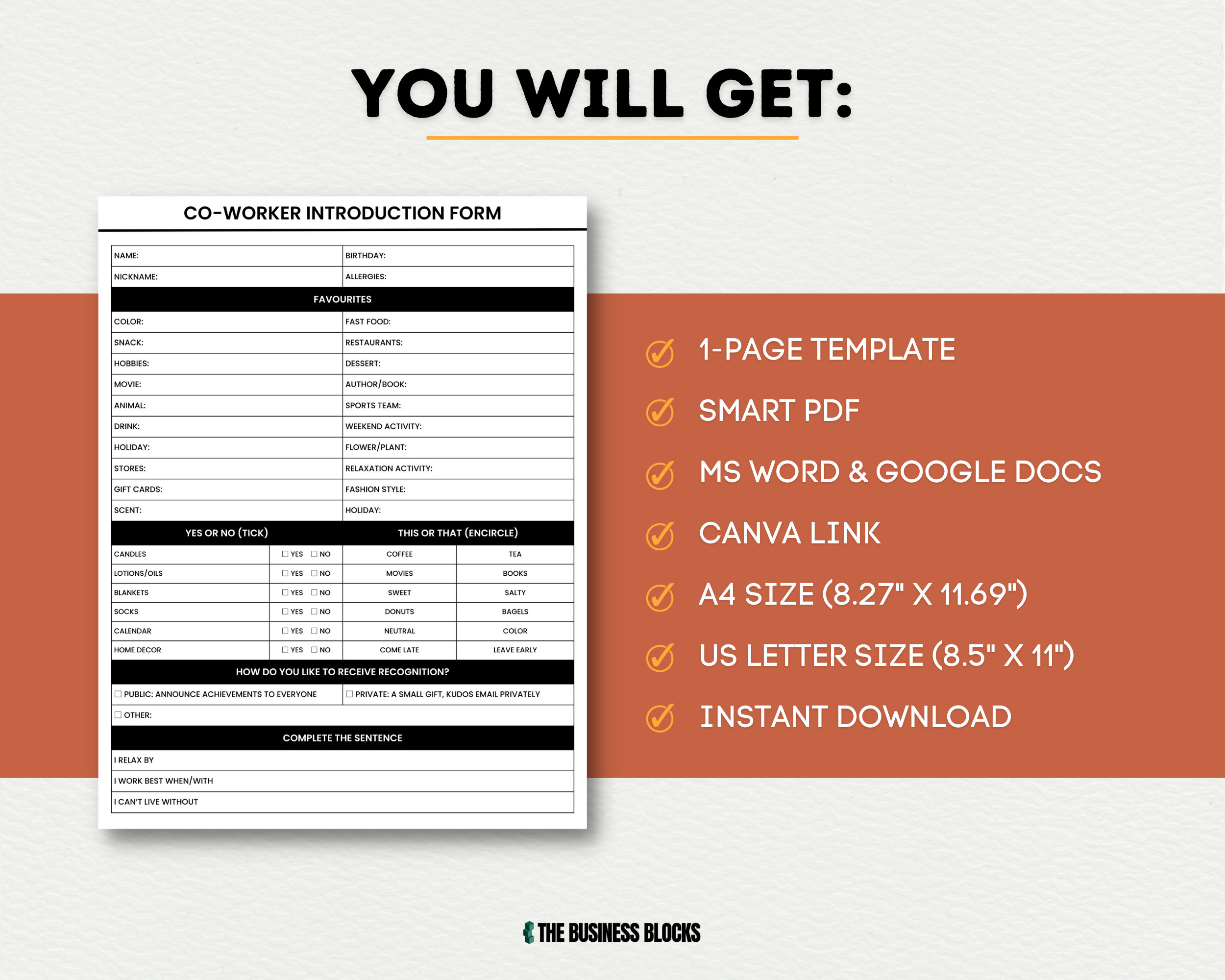 Team Building Questionnaire: Coworker Introduction Form (canva, Google ...