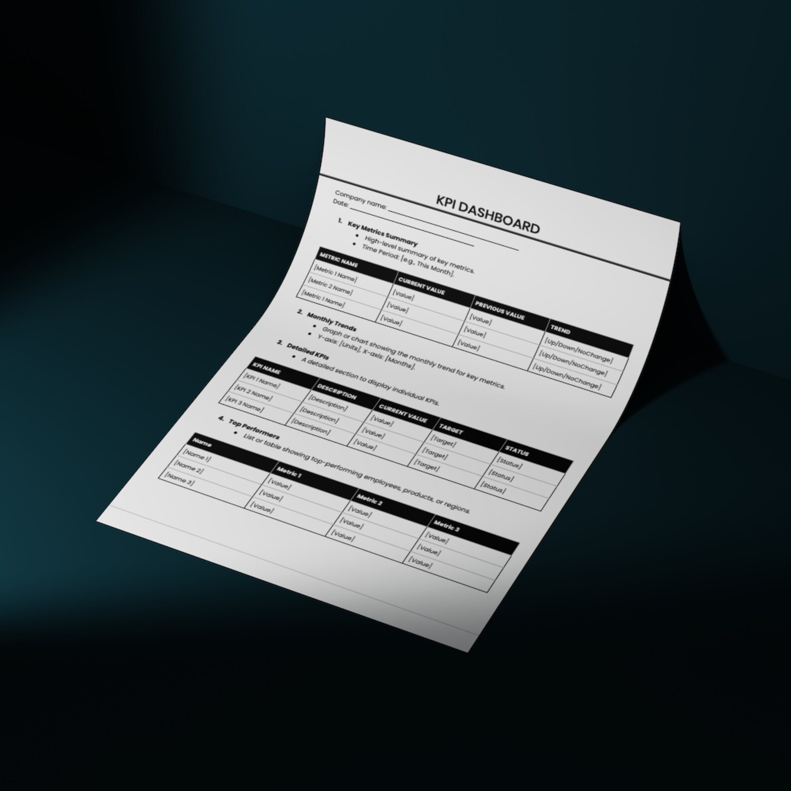 KPI Dashboard Template Key Performance Indicators Dashboard KPI ...