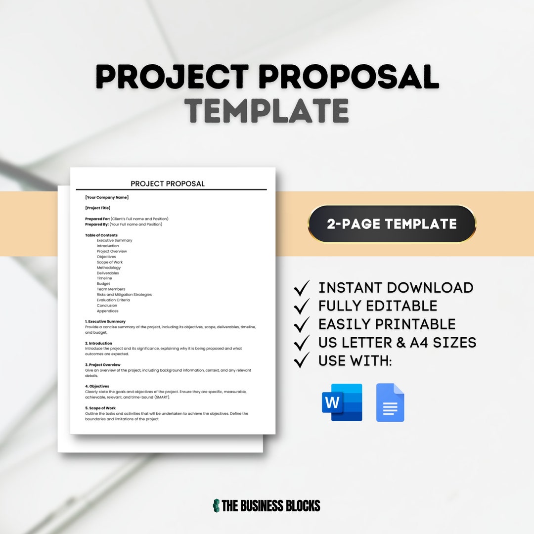 Project Proposal Template: Business Project, Customizable (digital ...