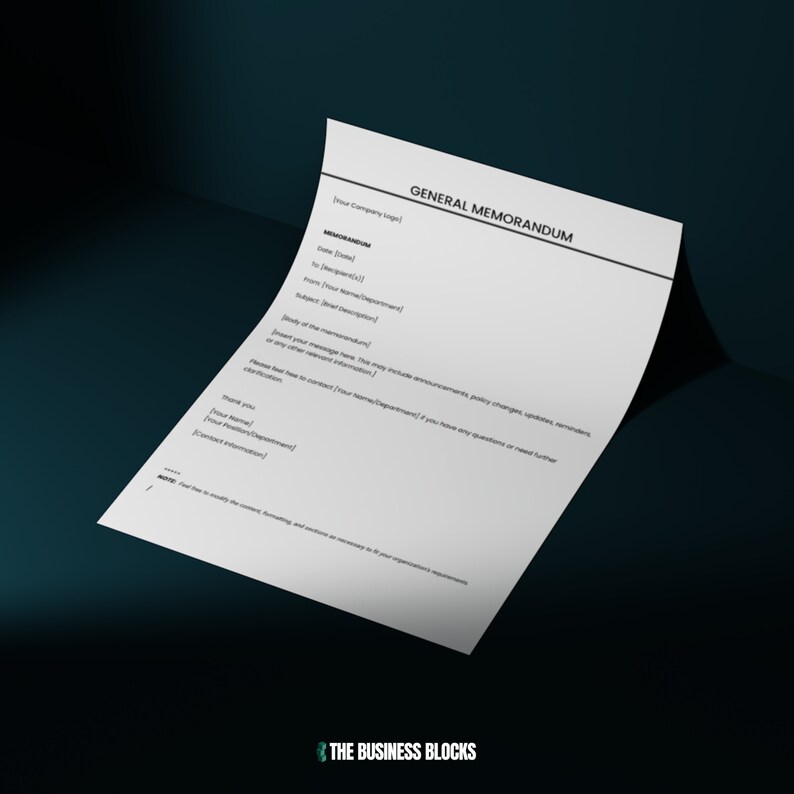 General Memorandum Template: Professional Business Memo Layout (google ...