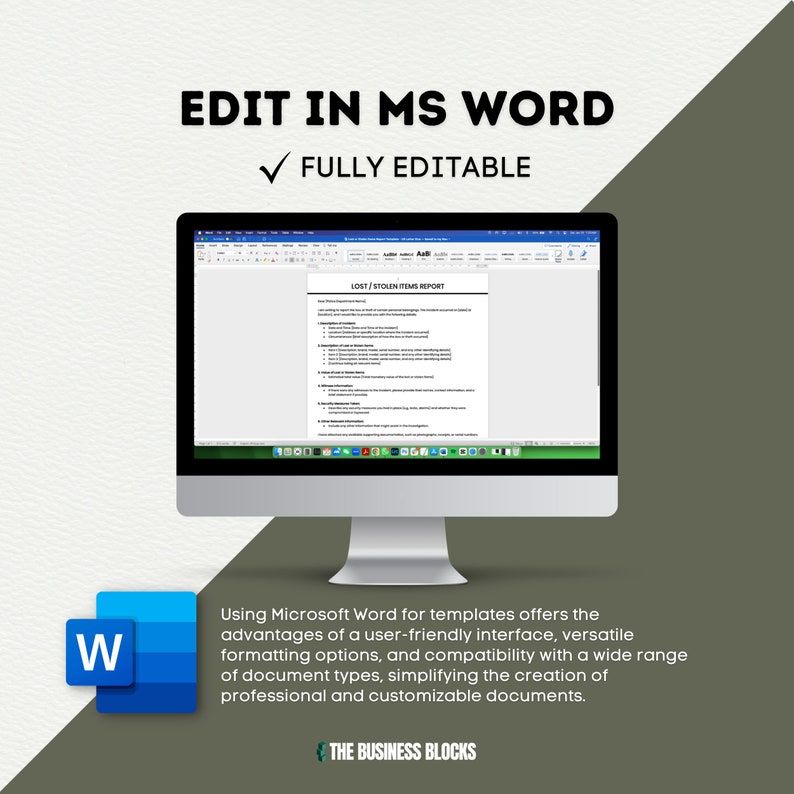 Lost or Stolen Items Report Template: Property Loss Documentation ...