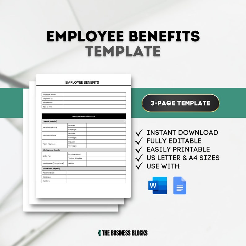 Employee Benefits Template: HR Onboarding (digital Download) - Etsy