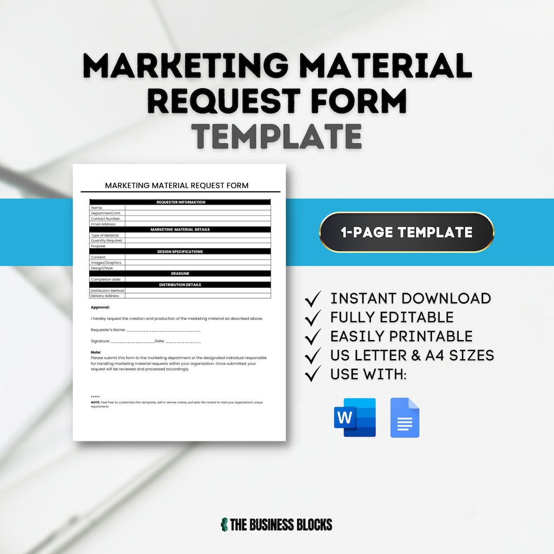Marketing Material Request Form Template Marketing Collateral Request ...