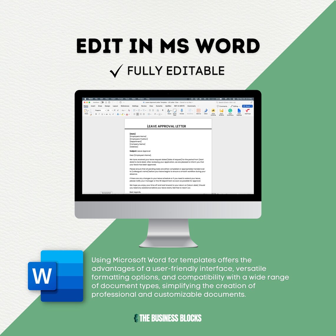 Leave Approval Letter Template: Editable HR Form (google Docs, MS Word ...