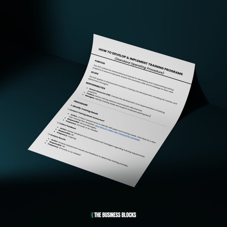 Training Program SOP Template: Employee Development (google Docs, MS ...