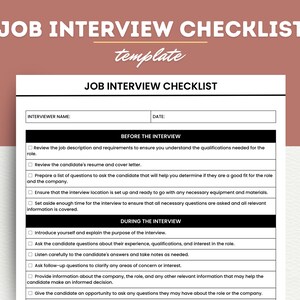Job Interview Form Interviewing Process Employee Interview - Etsy
