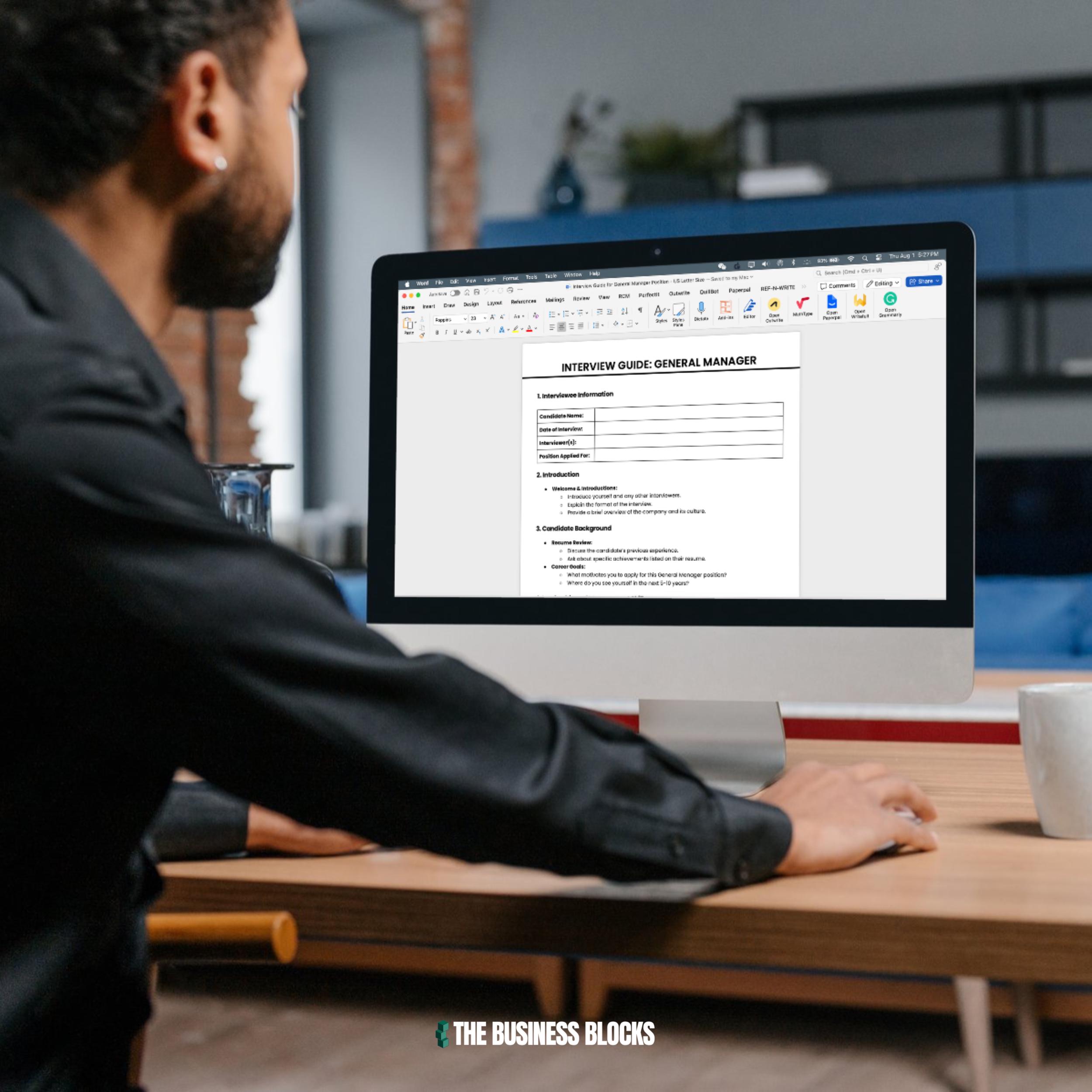 General Manager Interview Guide Template (google Docs, MS Word) - Etsy