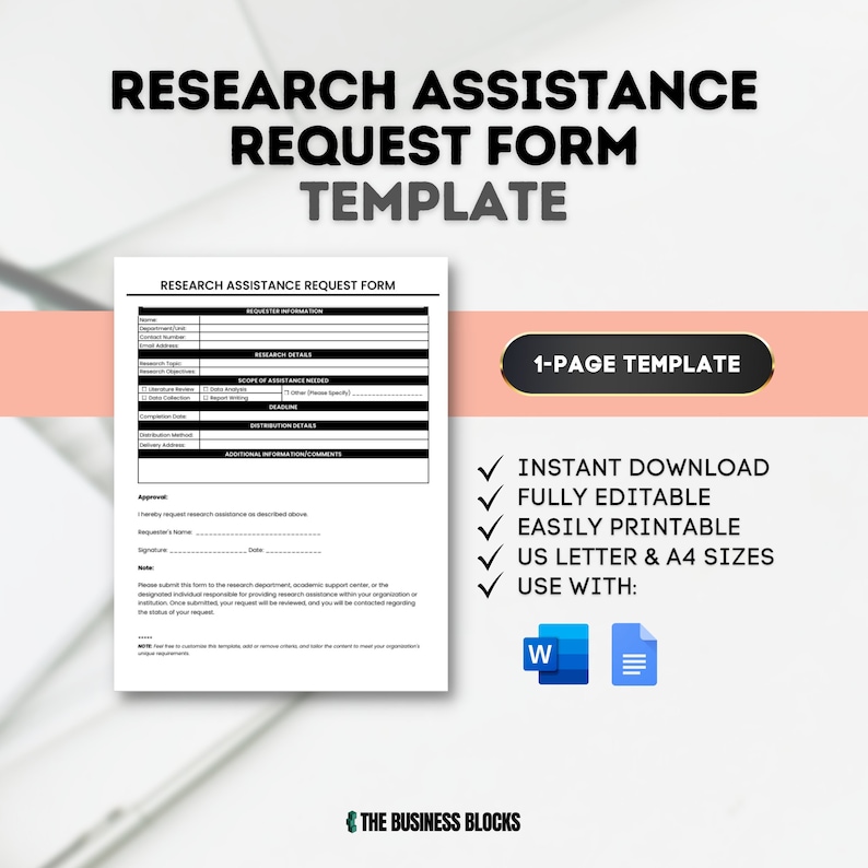 Research Assistance Request Form Template Research Support Request ...