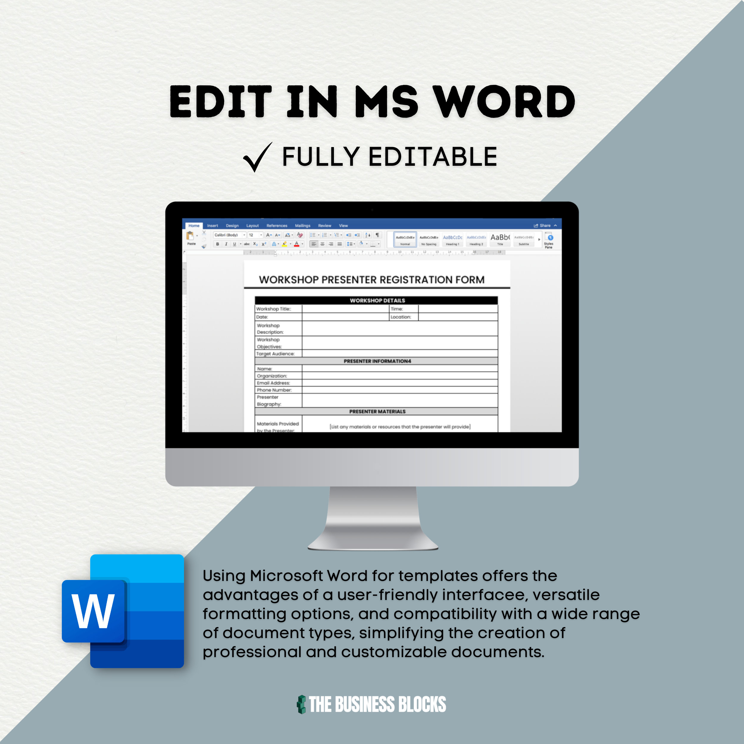 Workshop Presenter Registration Form Template (google Docs, MS Word) - Etsy