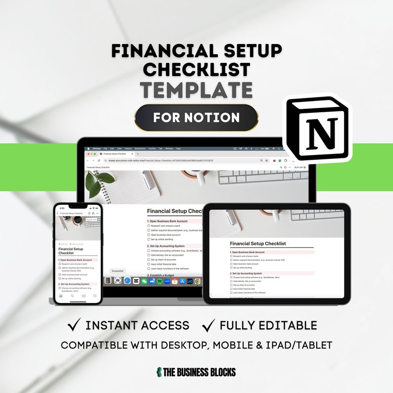 Notion Financial Setup Checklist Template: Business Planning (digital ...
