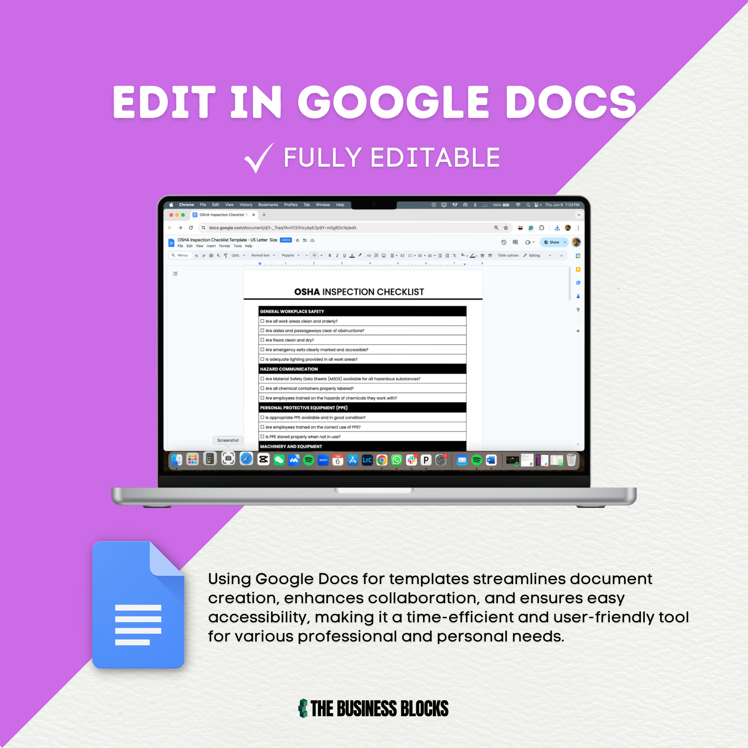 OSHA Inspection Checklist Template O.S.H.A. Compliance Workplace Safety ...