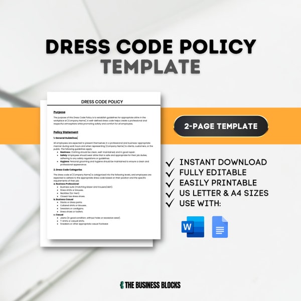 Employee Dress Code Policy Template - Etsy