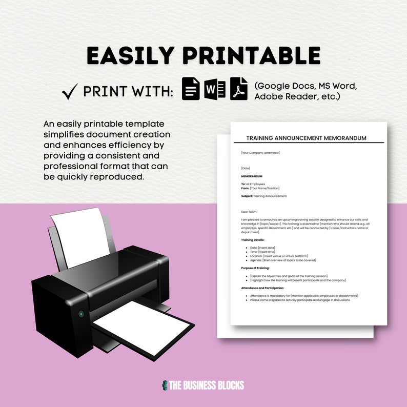 Training Announcement Memo Template: Staff Development (google Docs, MS ...