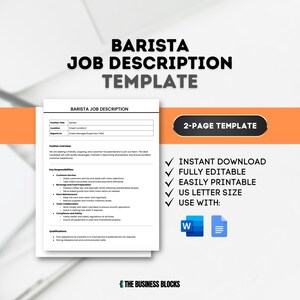 Barista Job Description Template: Customizable Coffee Shop Hiring ...