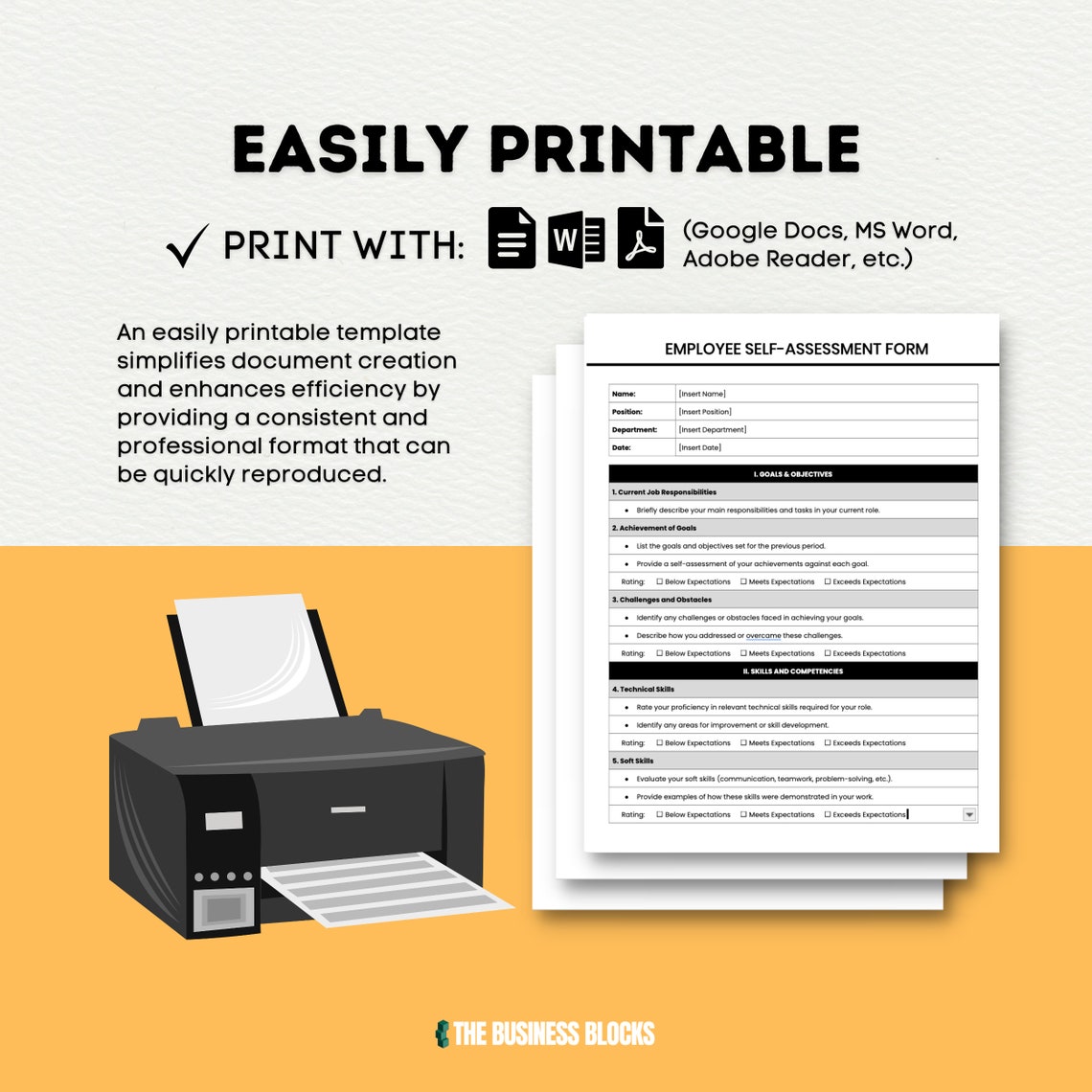 Employee Self-assessment Form Template Self-evaluation Form Performance ...