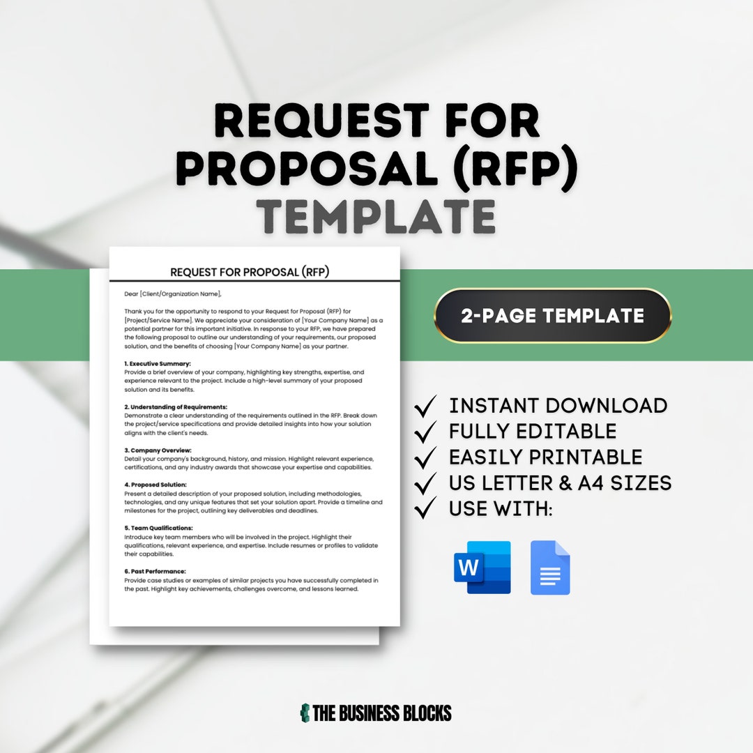 Freelancer RFP Template: Editable Business Proposal (google Docs, MS ...