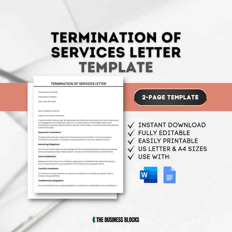 Termination of Services Letter Template Service Termination Service ...