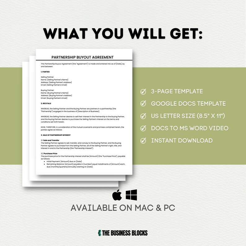 Partnership Buyout Agreement Template: Small Business Exit Contract ...