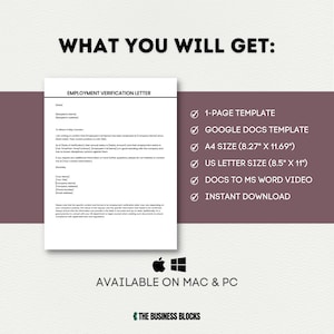 Employment Verification Letter Template: HR Business Form (google Docs ...