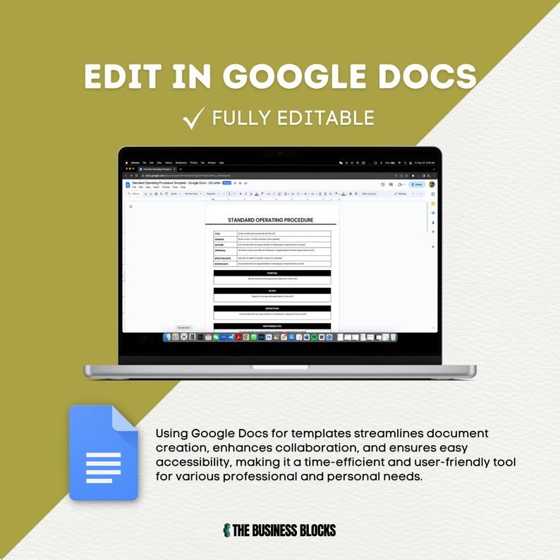 SOP Template: Business Standard Operating Procedure (google Docs, MS ...