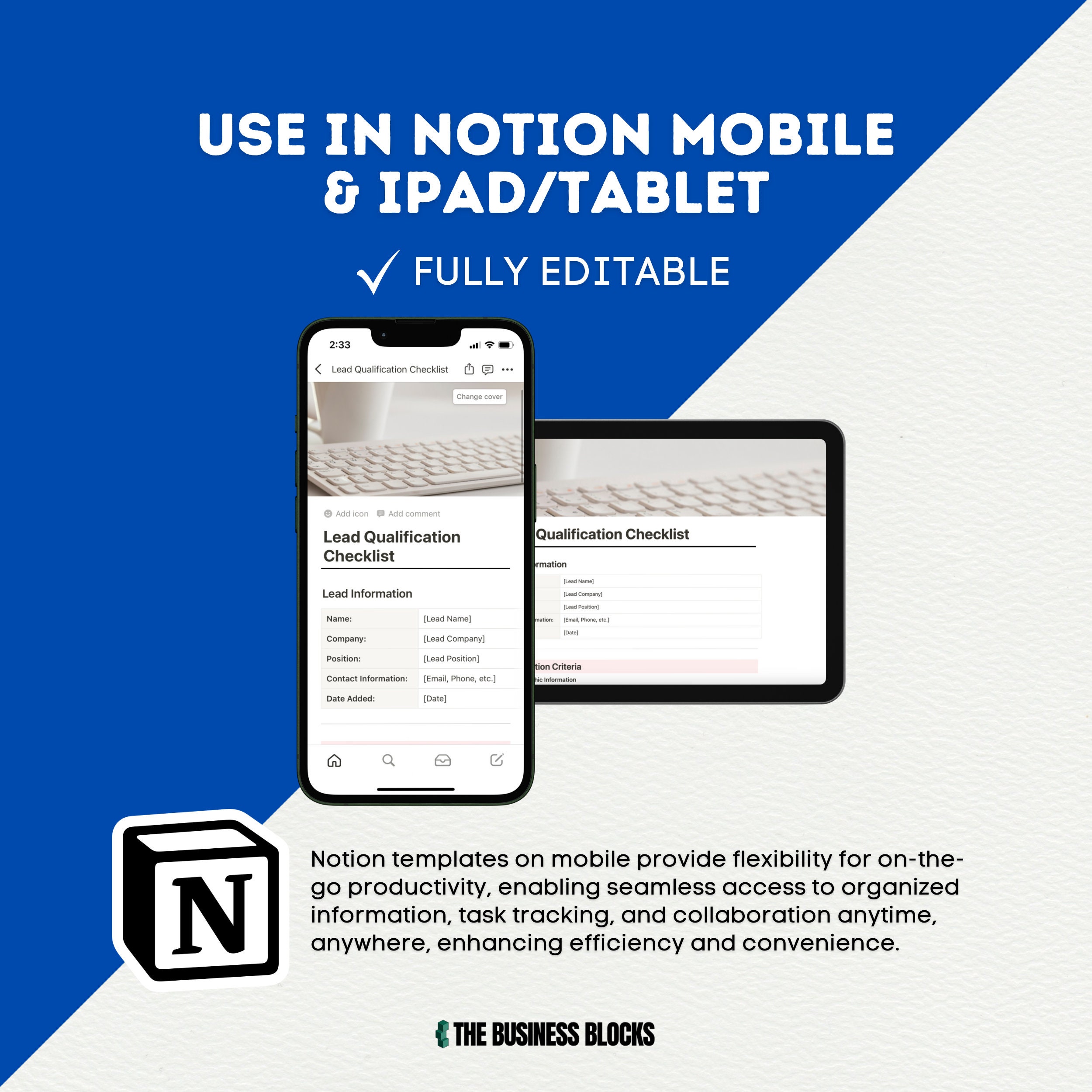 Notion Lead Qualification Checklist Template: B2B Lead Assessment - Etsy