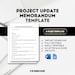 Project Update Memorandum Template: Progress Report (digital Download ...