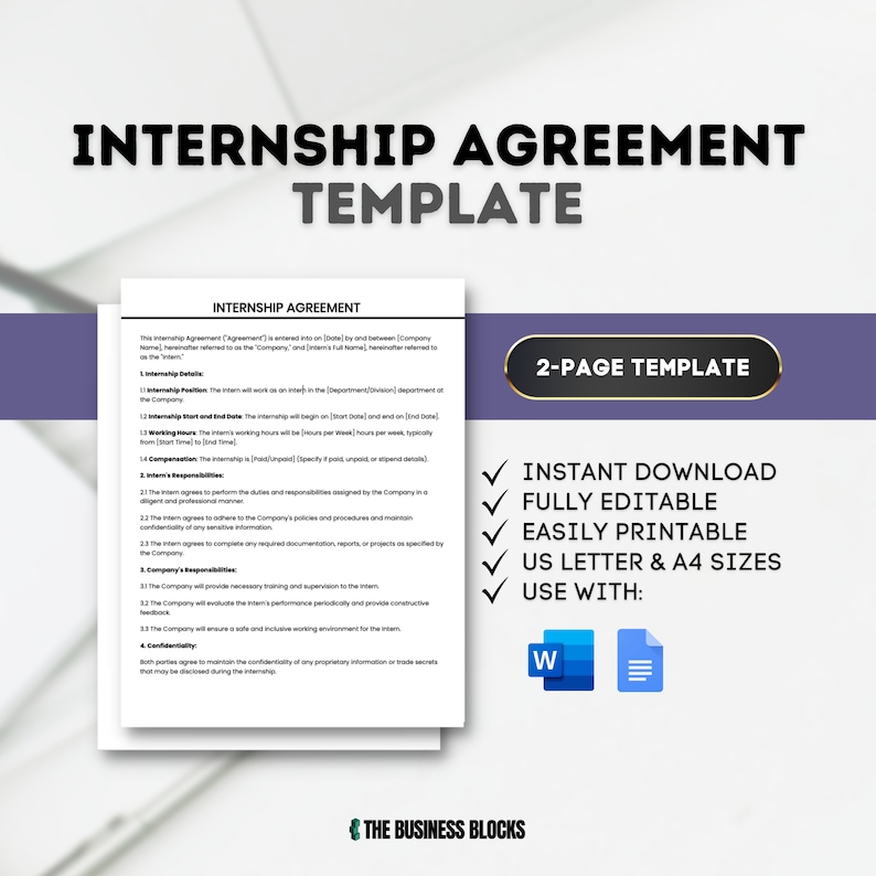 Internship Agreement Template Human Resources Internship Contract ...