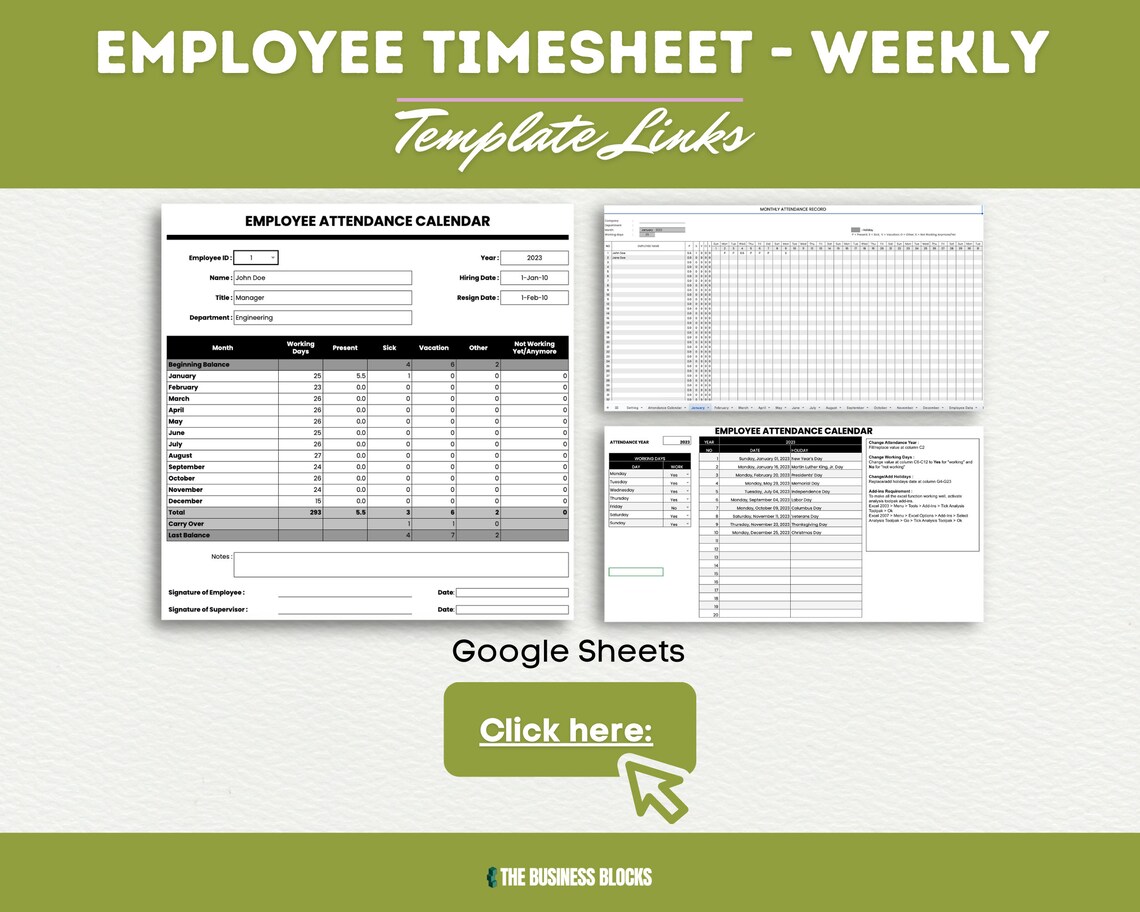 Employee Attendance Sheet Employee Absence Tracker Employee Attendance ...