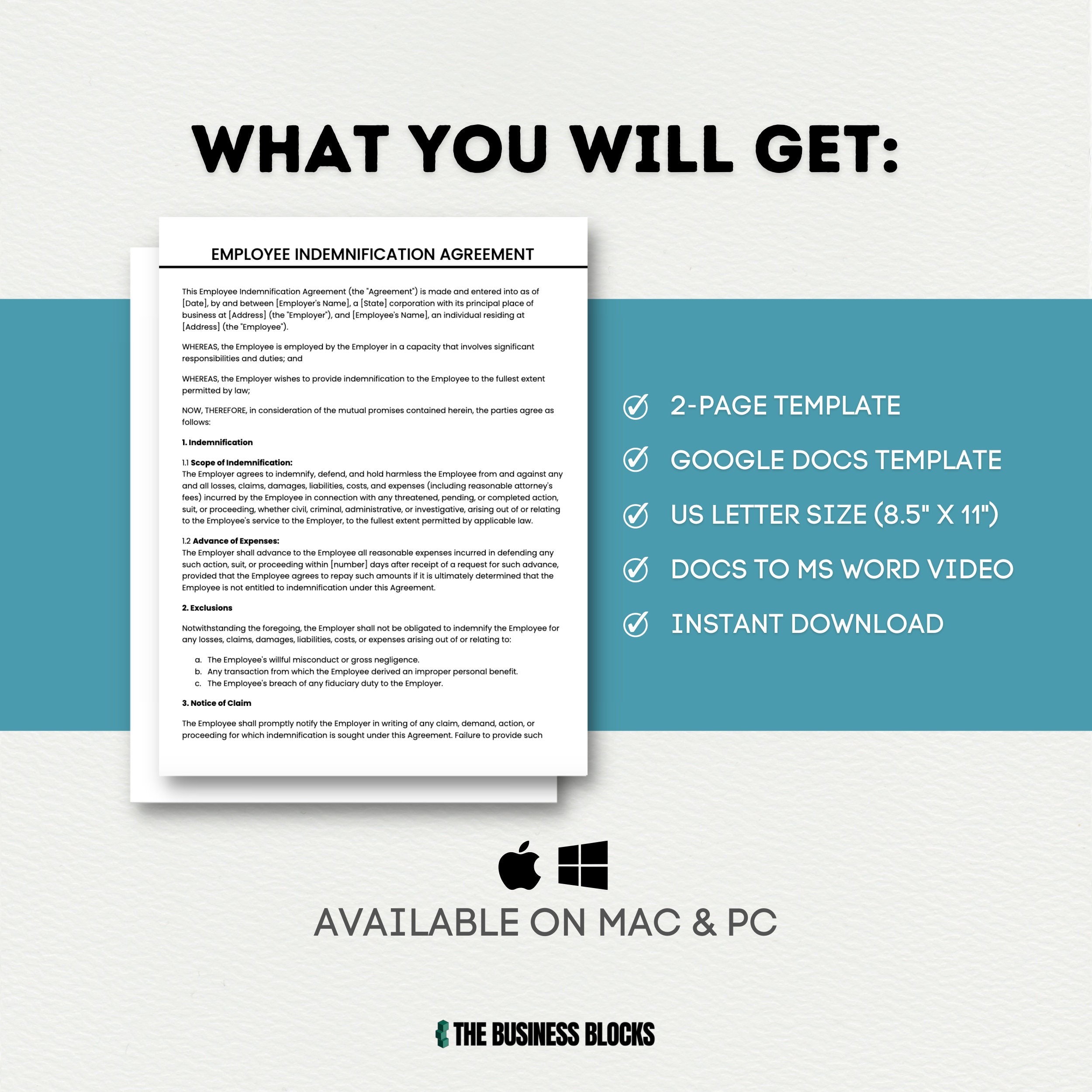 Employee Indemnification Agreement Template: Editable Legal Form ...