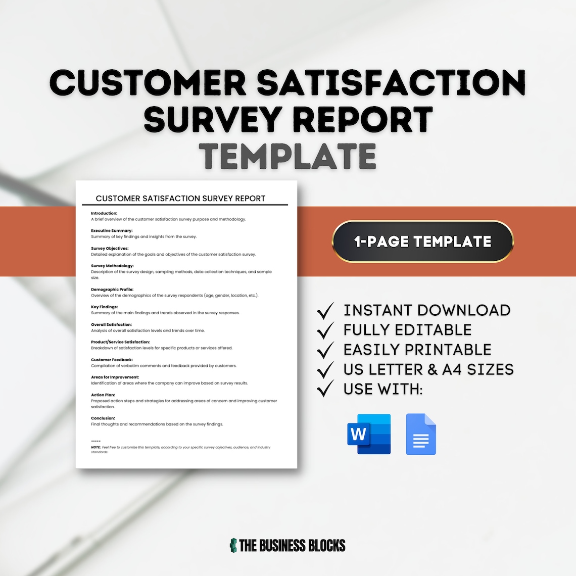Customer Satisfaction Survey Report Template (google Docs, MS Word) - Etsy