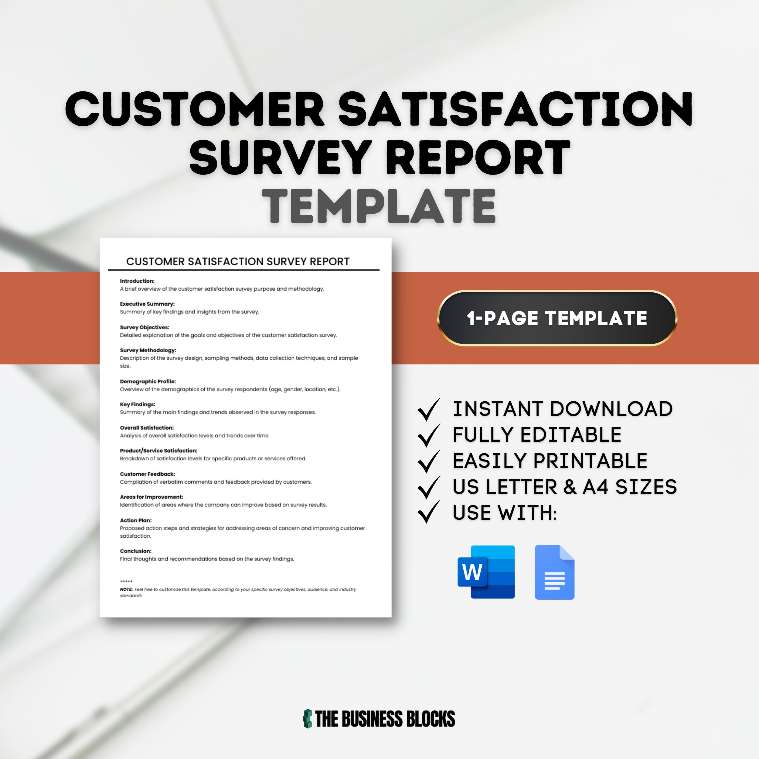 Customer Satisfaction Survey Report Template (google Docs, MS Word) - Etsy
