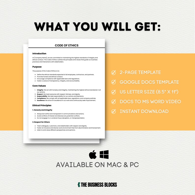 Code of Ethics Template: Customizable Business Ethics Guidelines ...