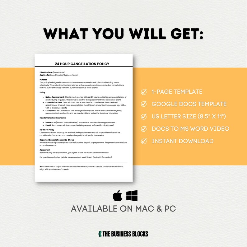 24-hour Cancellation Policy Template: Customizable Business Rules ...