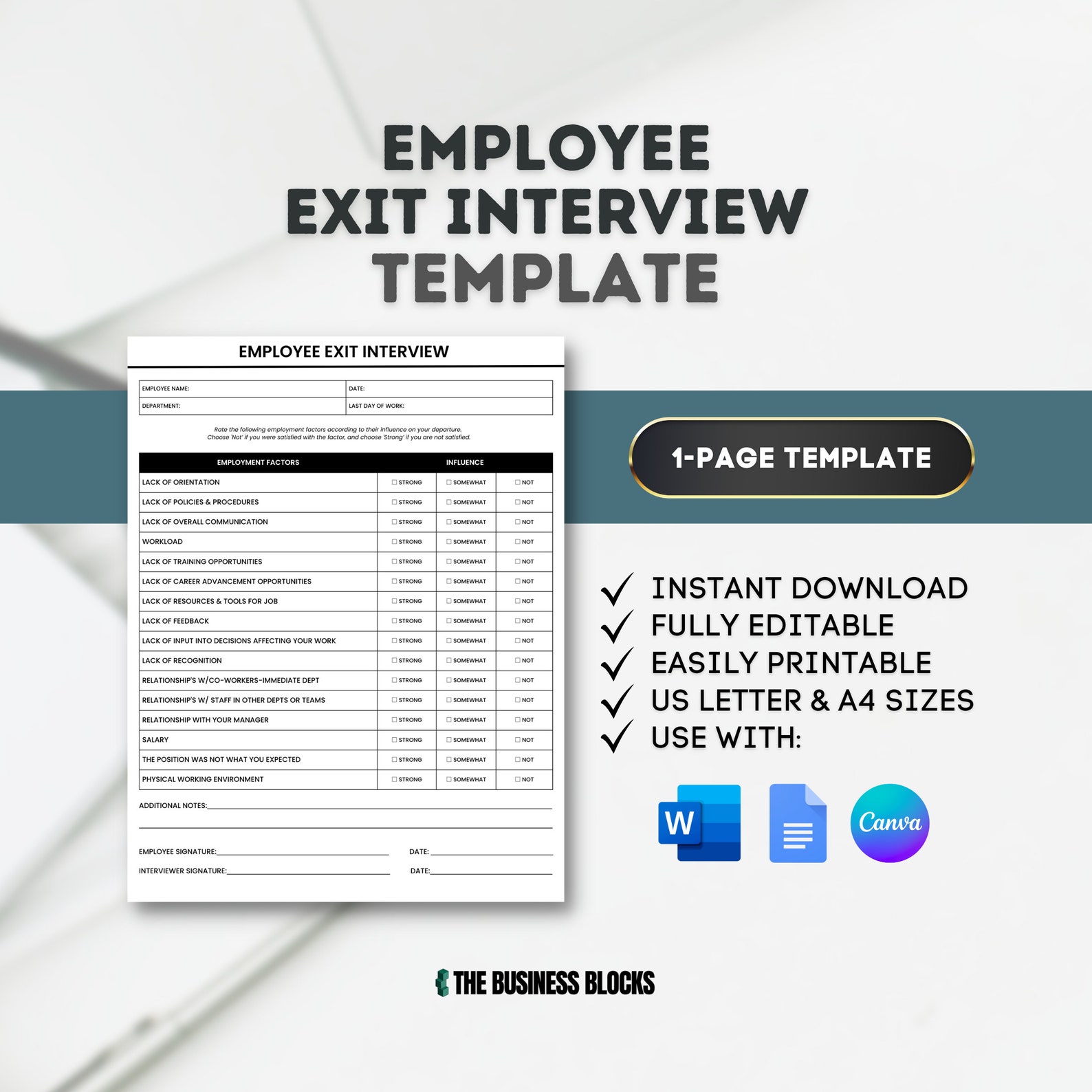 Employee Exit Interview Template Human Resources Templates Employee ...