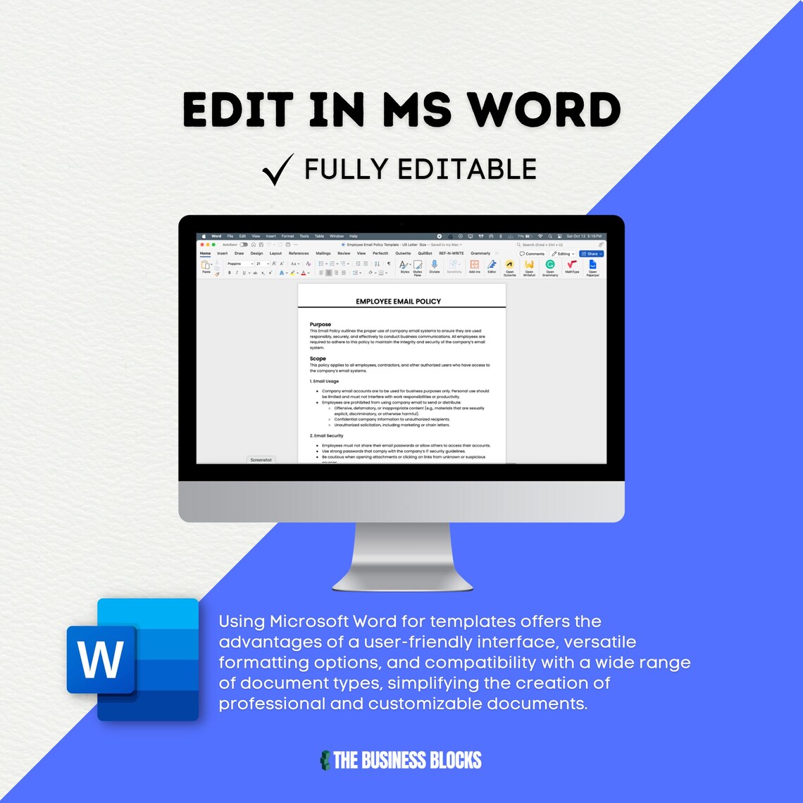 Employee Email Policy Template: Customizable Company Usage (digital ...