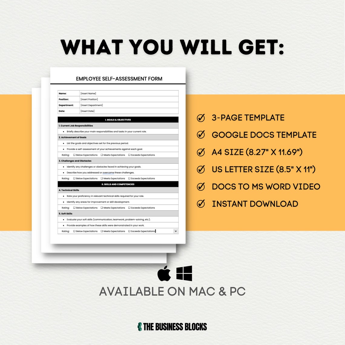 Employee Self-assessment Form Template: Performance Review (digital ...
