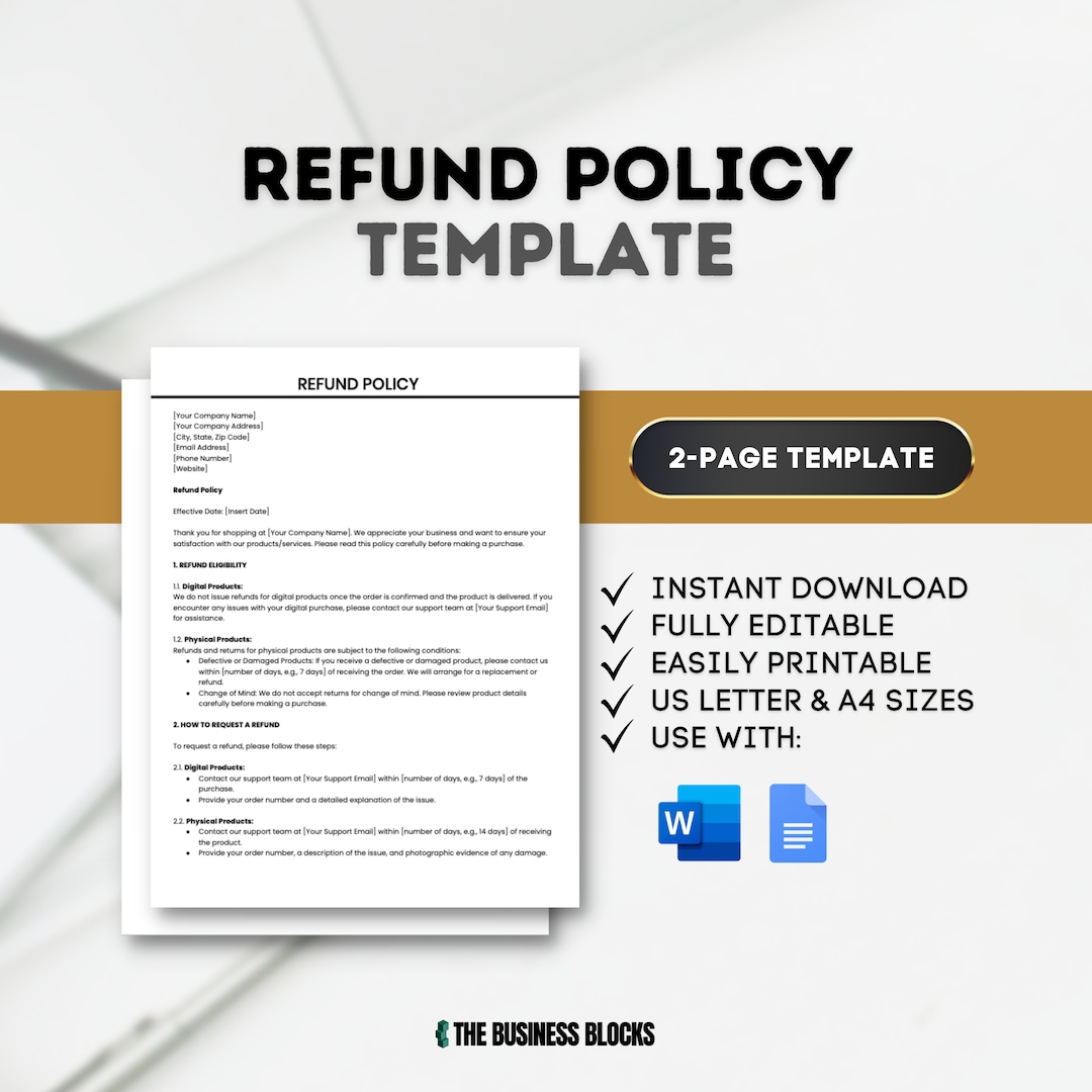 Refund Policy Template Returns and Refunds Money-back Guarantee E ...
