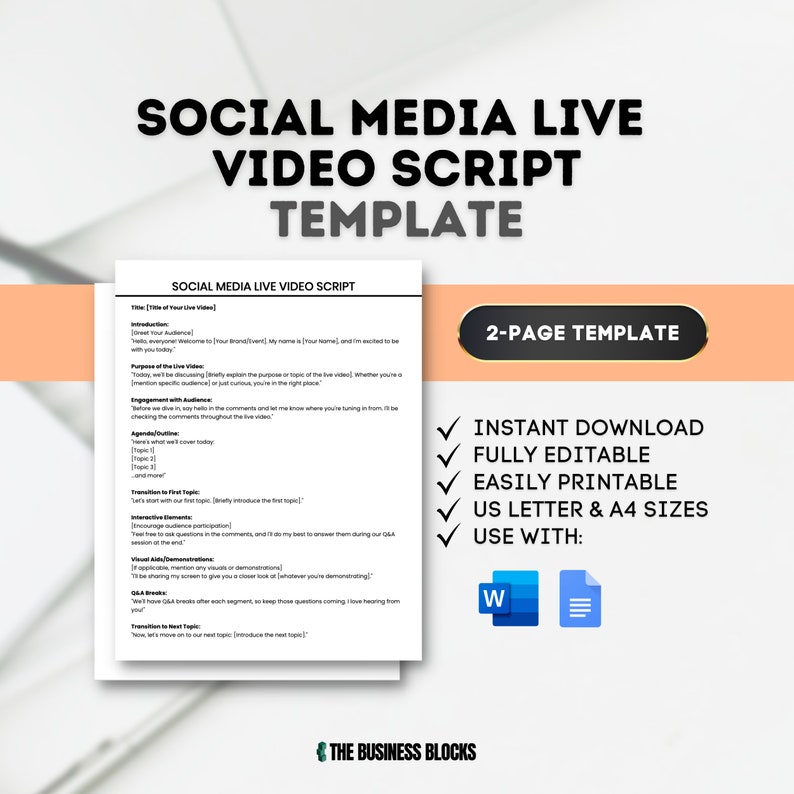 Social Media Live Video Script Template: Content Planning (digital ...