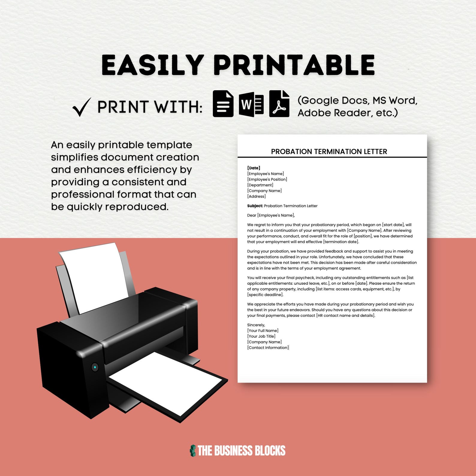 Probation Termination Letter Template: Editable HR Form (google Docs ...