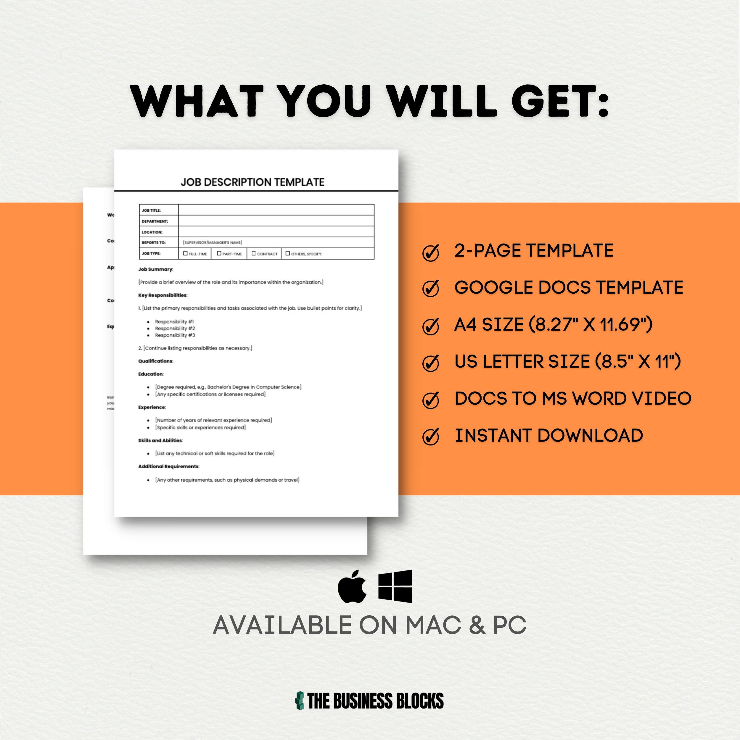 Job Description Template Human Resources Hiring Process Employee ...