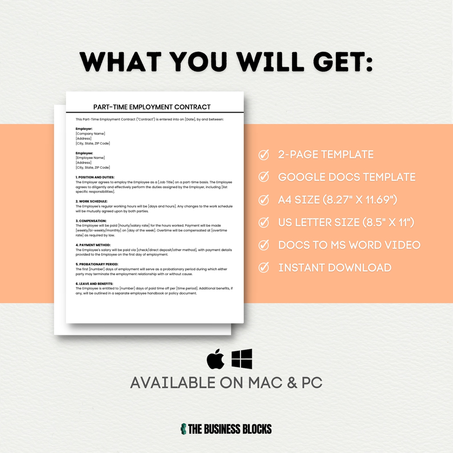 Part-time Employment Contract Template: Editable Work Agreement (google ...