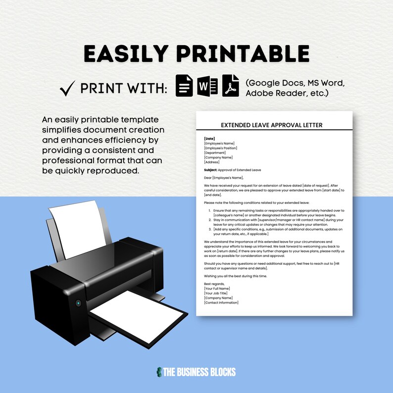 Extended Leave Approval Letter Template (google Docs, MS Word) - Etsy