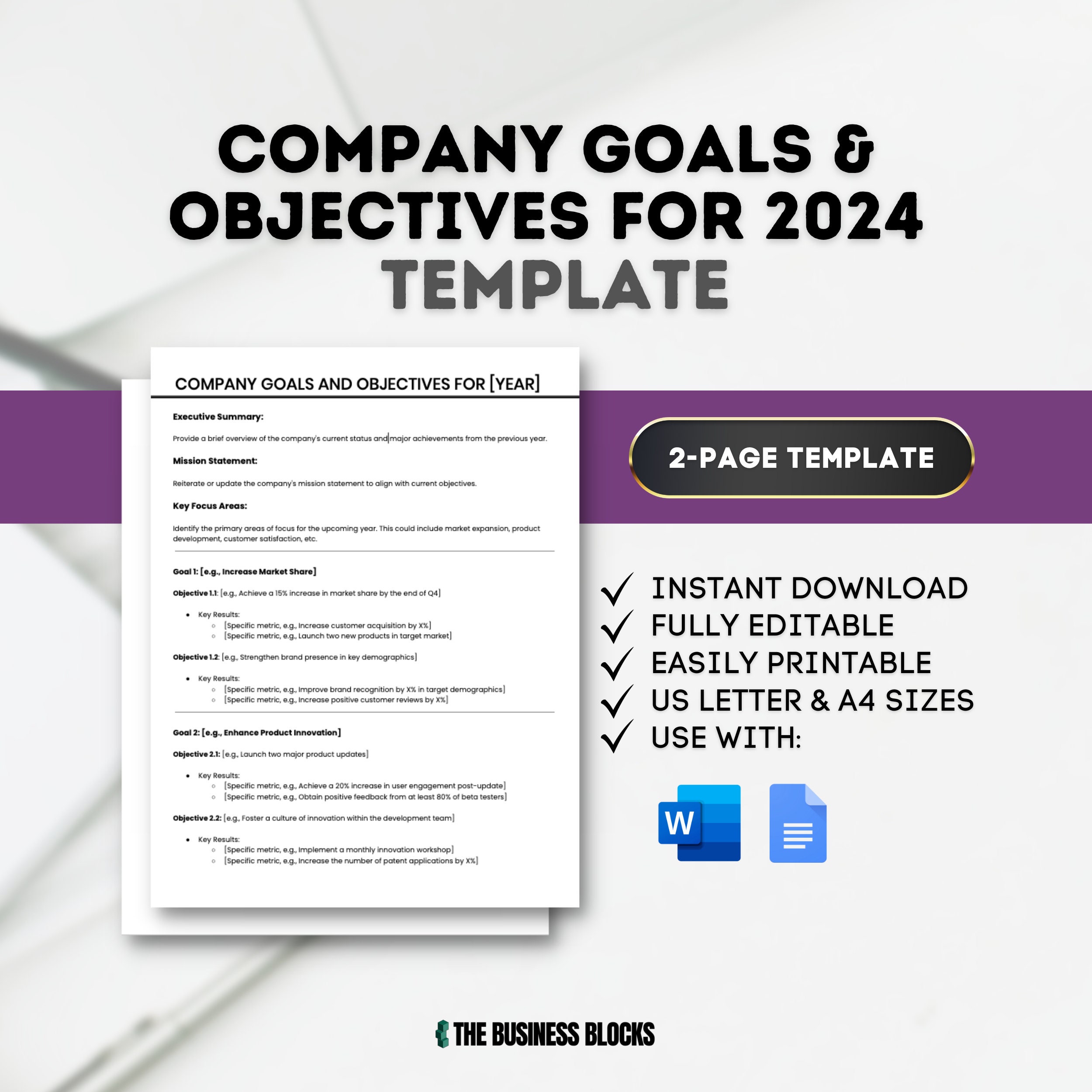 Company Goals and Objectives for 2024 Template Corporate Goals Template ...