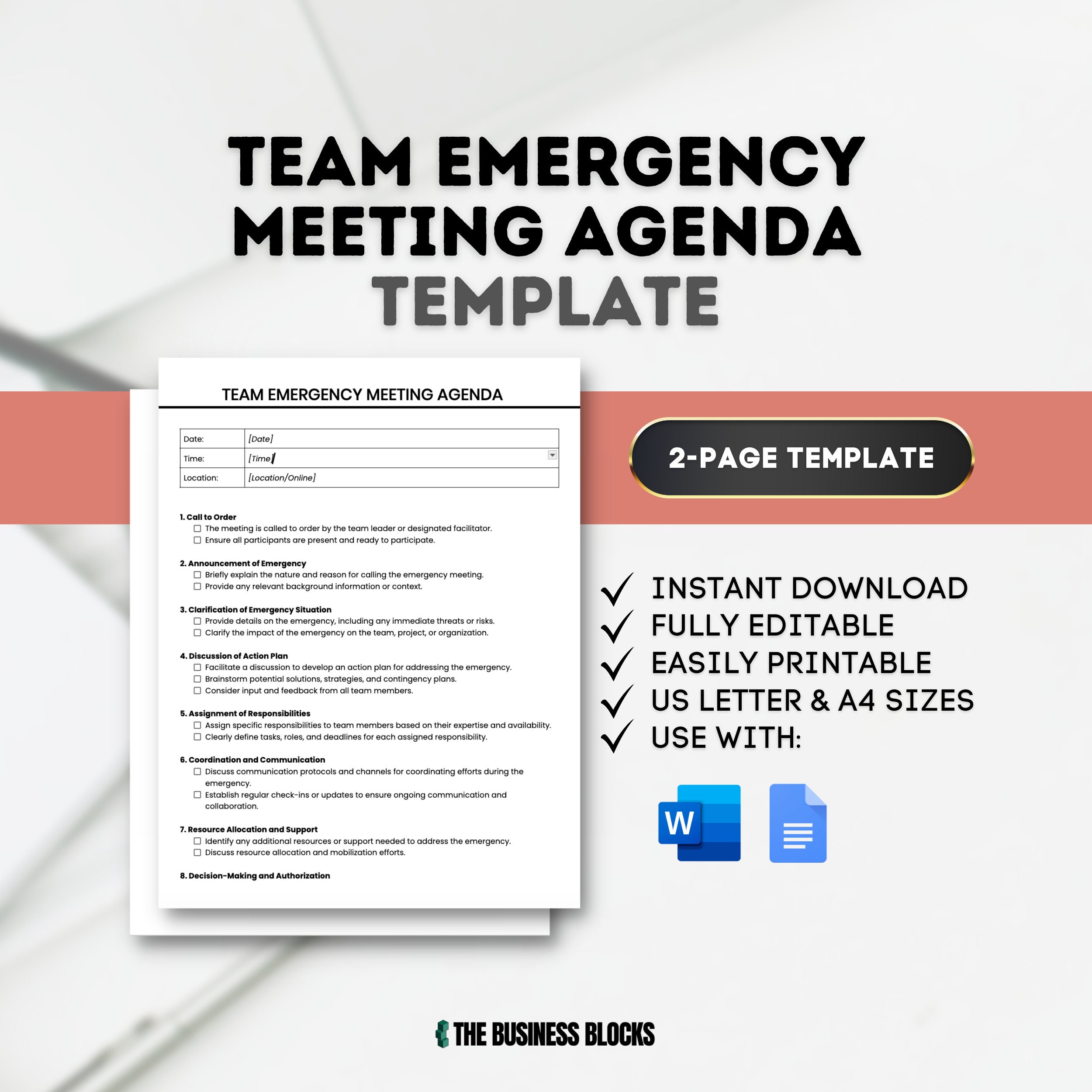 Team Emergency Meeting Agenda Template Team Crisis Meeting Template ...