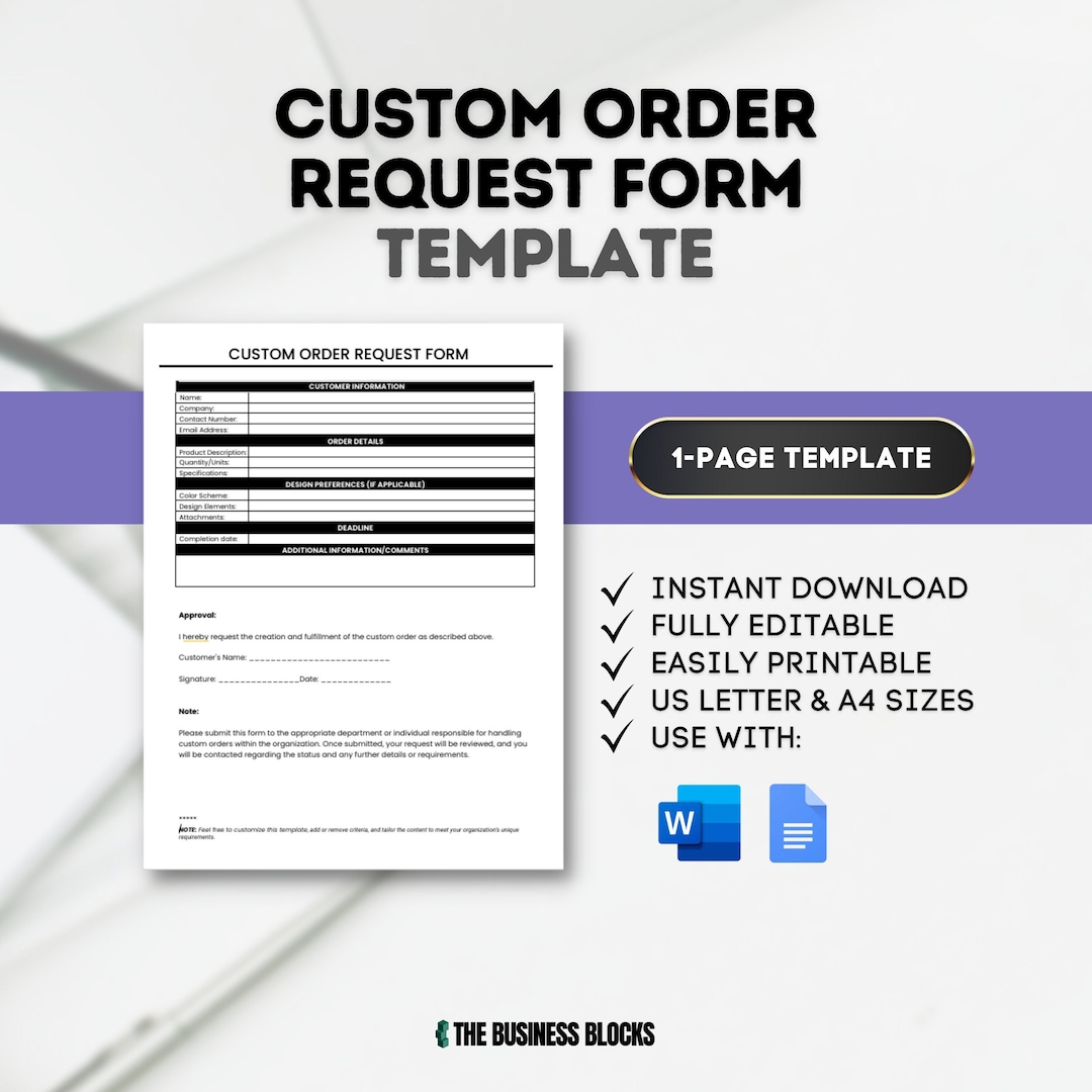Custom Order Request Form Template: Editable Digital Download - Etsy