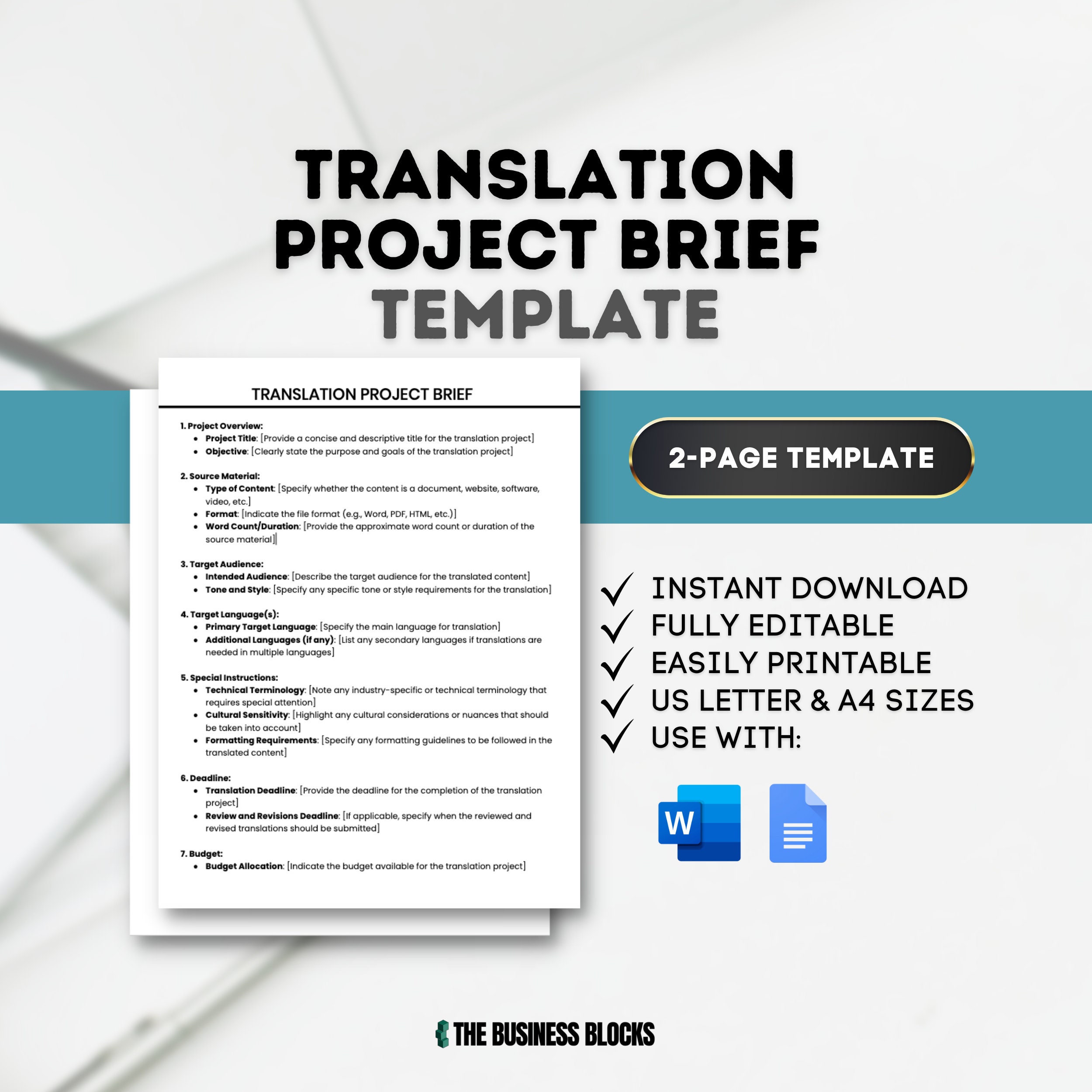 Translation Project Brief Template: Multilingual Project Planning ...